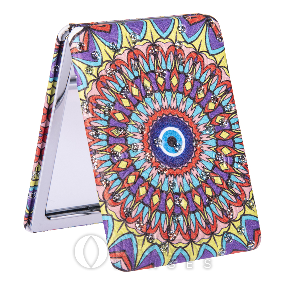 Multicolored Mandala Eye Compact Mirror