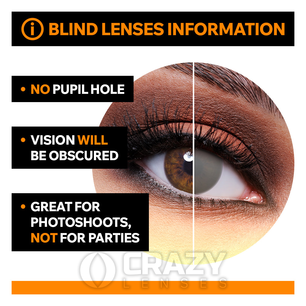 Blind gray Contact Lenses For Gargoyle, Zombie And Undead Costumes