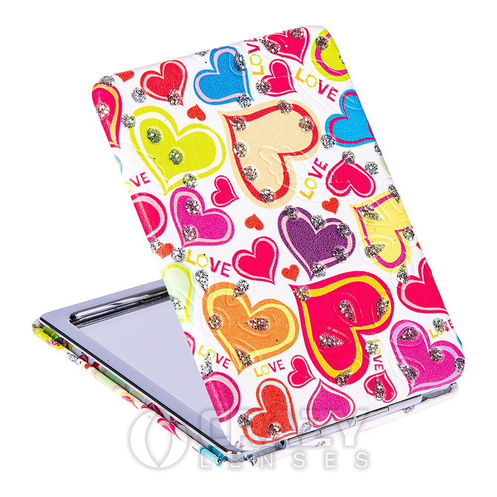 Bright Love Hearts Compact Mirror | Contact Lens Accessories
